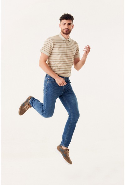 Eskitme Görünümlü Düğmeli Jean