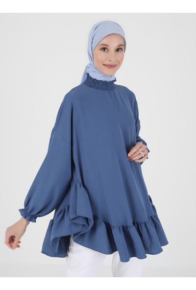 Refka Volan Detaylı Aerobin Tunik - Koyu Indigo - Refka Casual Refka Volan Detaylı Aerobin Tunik - Koyu Indigo - Refka Casual