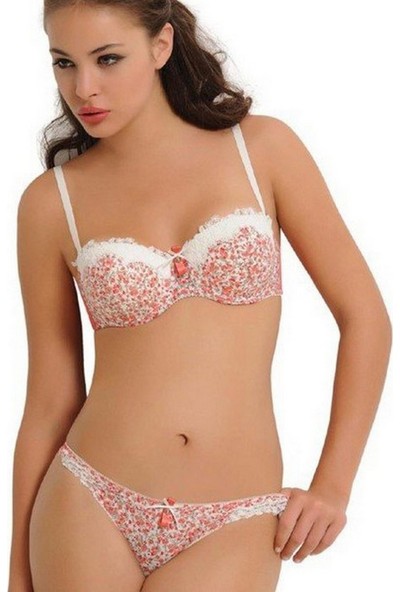 Nbb Destekli Dolgulu Straplez Çiçekli Sütyen Külot Takım