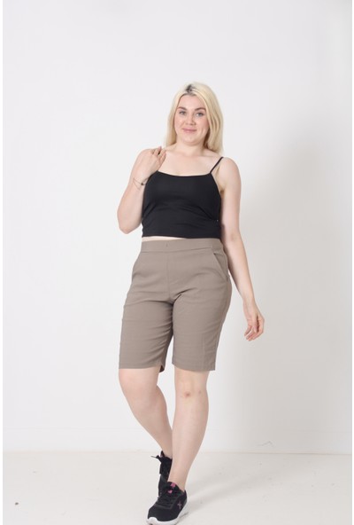 Butiket Vizon Büyük Beden Şort Bengalin Kumaş Rahat Giyim