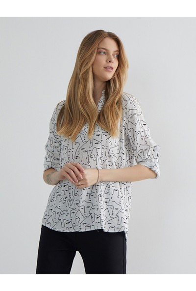 Paulmark Gömlek Yaka Desenli Bluz