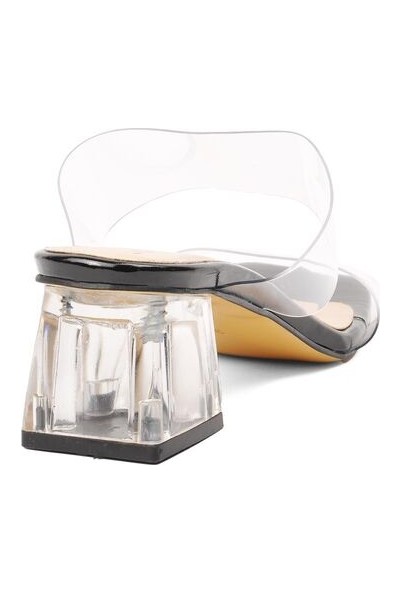 Classter Siyah Şeffaf Kadın Topuklu Sandalet