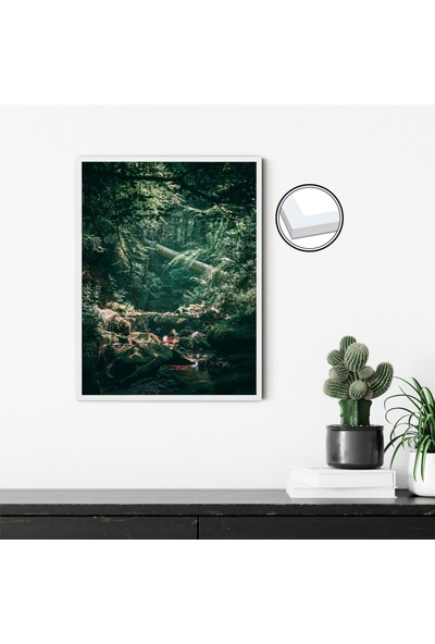 Artloya Dekorasyon Amazon Orman Manzara Temalı Beyaz Çerçeveli Tablo