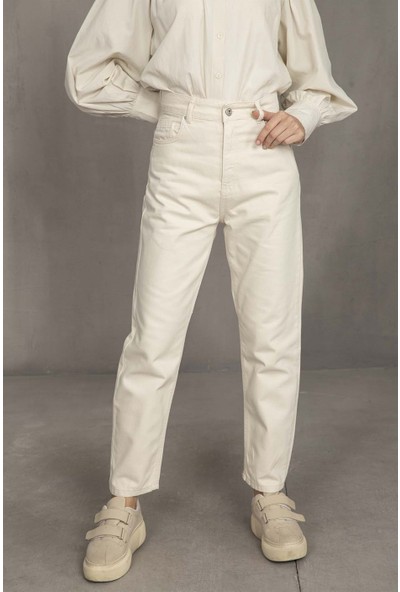Denim Pantolon Ekru