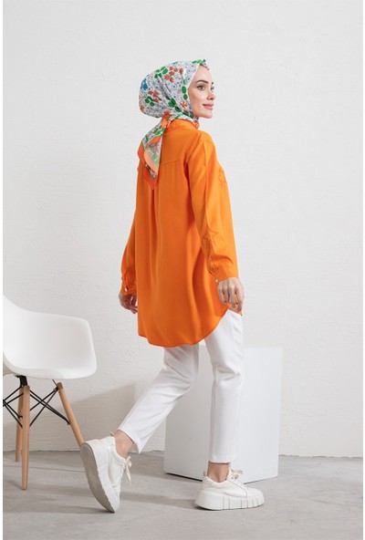 Yıldız Nakışlı Tansel Tunik Oranj