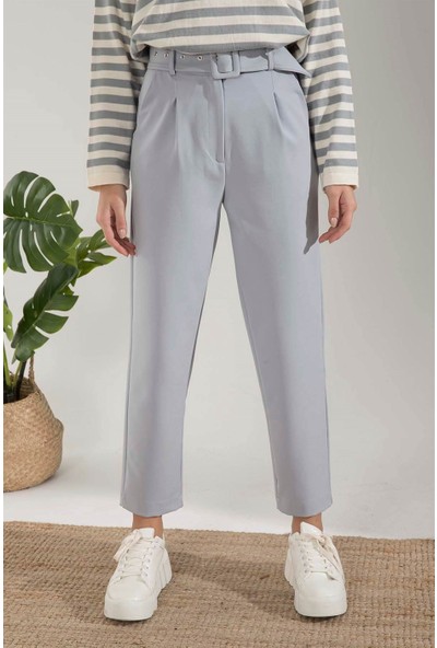 Kemerli Havuç Pantolon Gri