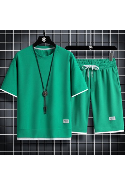 Tuoer Kısa Kollu Erkek T-Shirt Şort Takım (Yurt Dışından)