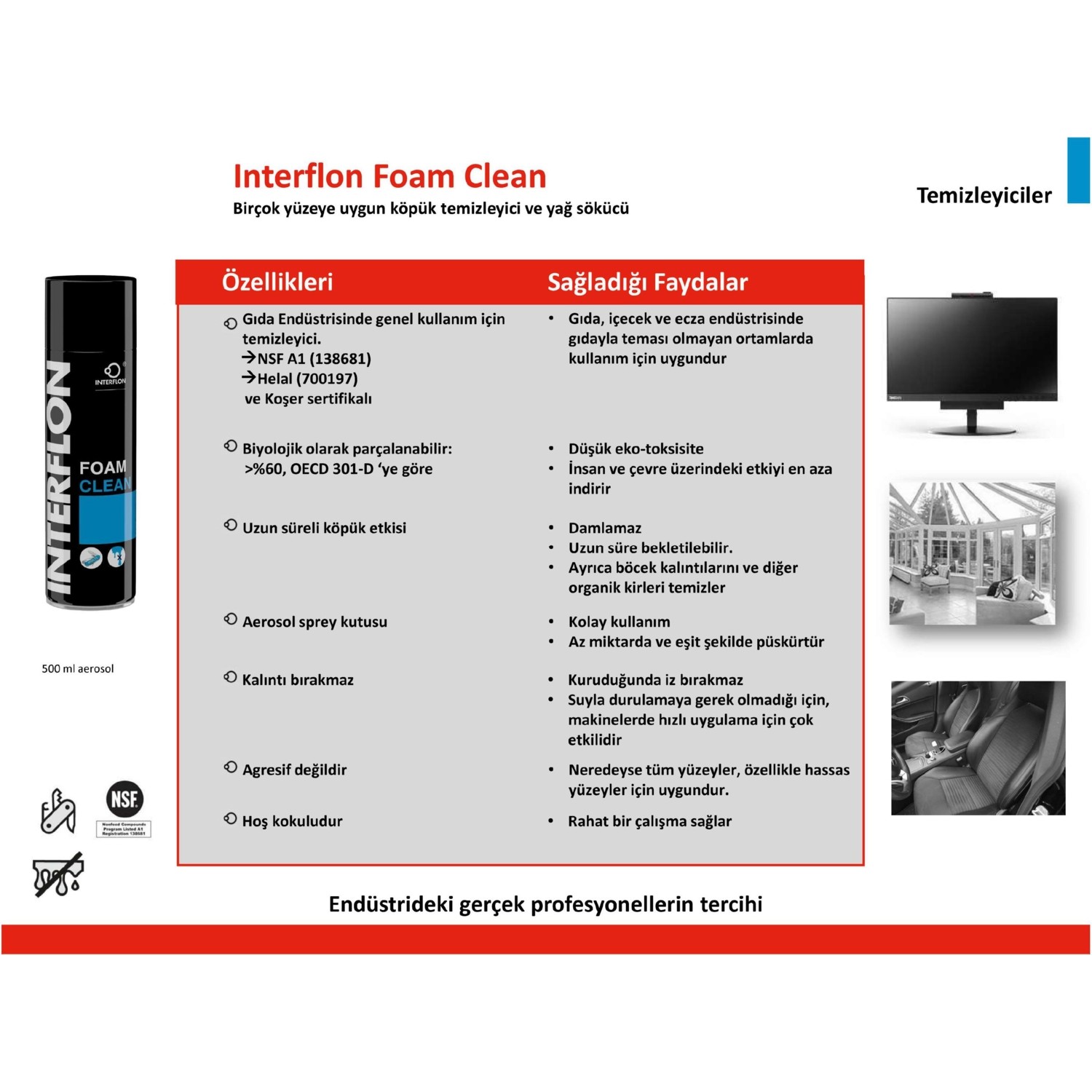 Interflon Foam Clean (Aerosol) 500 ml Fiyatı - Taksit Seçenekleri