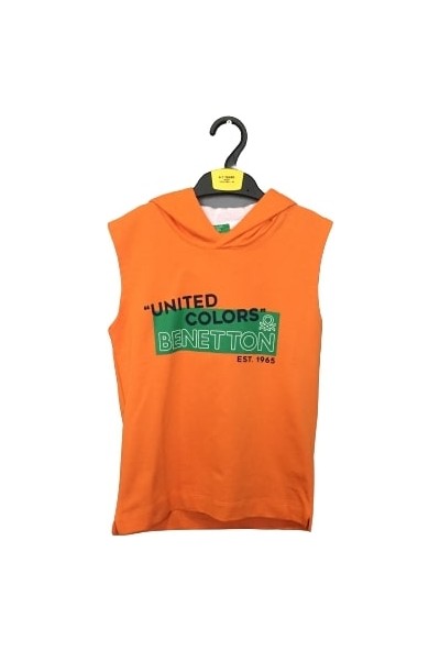 Benetton Kapüşonlu Kolsuz Turuncu Sweatshirt