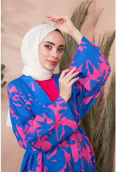 Ala Kuşaklı Kimono Mavi