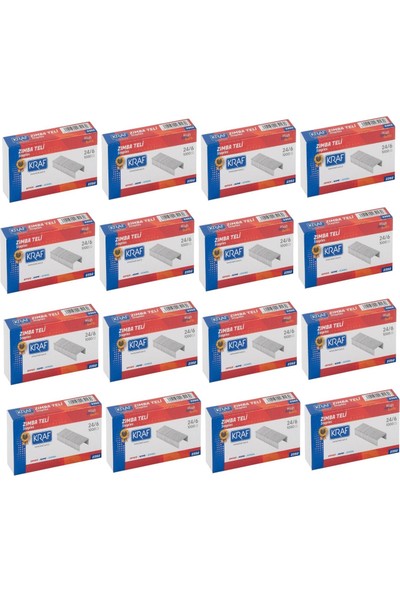 Kraf Beyaz Büyük Boy Zımba Teli No.24/6 - 16 Kutu x 1000 Adet