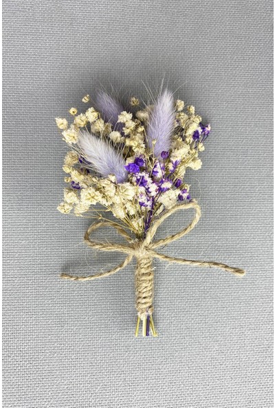 Limelia Lila Kuru Çiçekli Damat Yaka Çiçeği