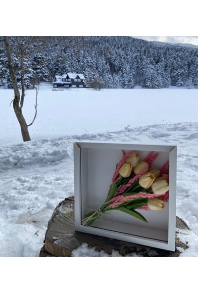 30X30 Beyaz Çiçek Kutusu Çerçeve