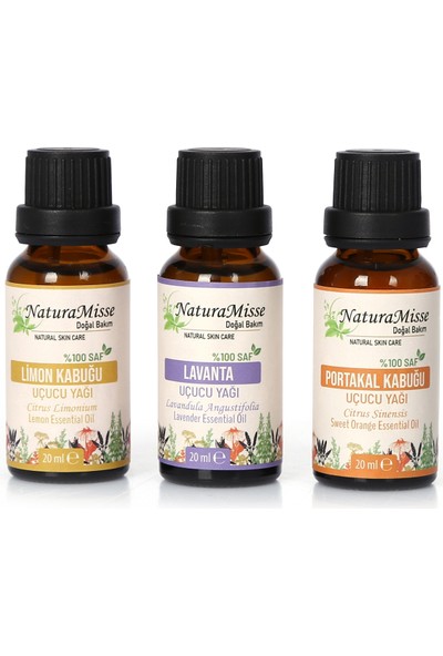 NaturaMisse Limon Uçucu Yağı 20 ml - Lavanta Uçucu Yağı 20 ml - Portakal Yağı 20 ml (3X20ML) NaturaMisse Limon Uçucu Yağı 20 ml - Lavanta Uçucu Yağı 20 ml - Portakal Yağı 20 ml (3X20ML)
