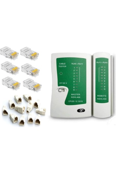 SpeedUF 100 Adet Yeni Nesil Cat5 Cat6 RJ45 Delikli Jak + 100 Adet Cover Kılıf + Test Cihazı SpeedUF 100 Adet Yeni Nesil Cat5 Cat6 RJ45 Delikli Jak + 100 Adet Cover Kılıf + Test Cihazı