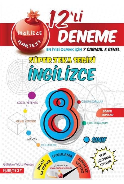Nartest Yayınevi Nartest Yayınları Kırmızı Nar Süper Zeka Ingilizce 12'li Deneme Sınavı