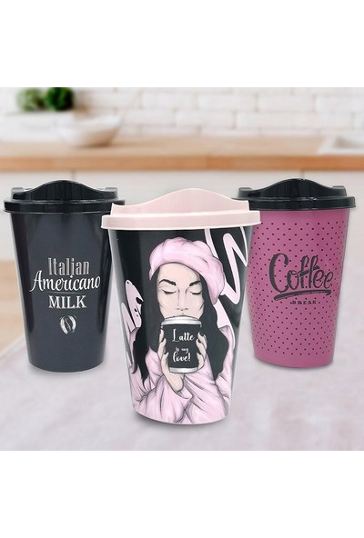 Benturks Dekoratif Kahve Bardağı Seti Kapaklı Plastik 3 Adet Benturks Dekoratif Kahve Bardağı Seti Kapaklı Plastik 3 Adet