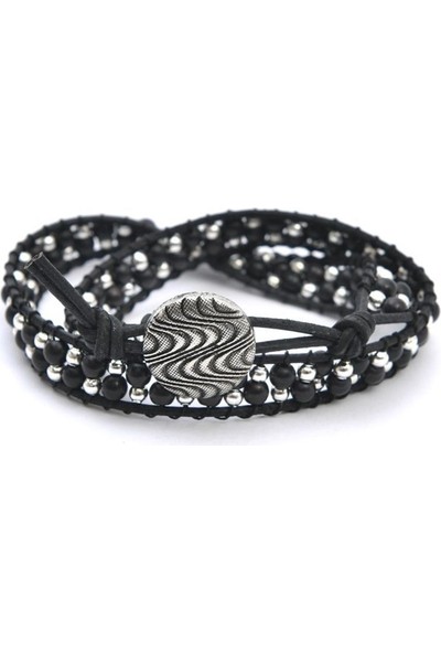 Su Espadril Bam Bam Doğal Taş Bileklik Siyah