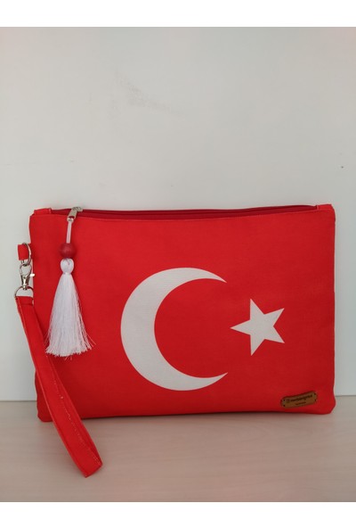 Merih Desing Store Bayrak Desenli Clutch Çanta Merih Desing Store Bayrak Desenli Clutch Çanta