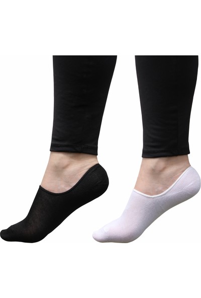 6'lı Görünmez Babet Çorap Seti Siyah-Beyaz Renkli