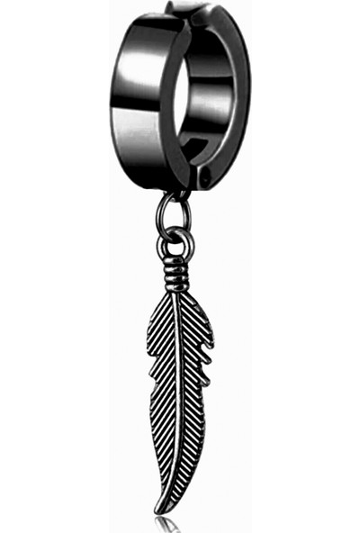 The Collection Unisex Siyah Sıkıştırma Sallantılı Kartal Tüyü Halka Küpe The Collection Unisex Siyah Sıkıştırma Sallantılı Kartal Tüyü Halka Küpe