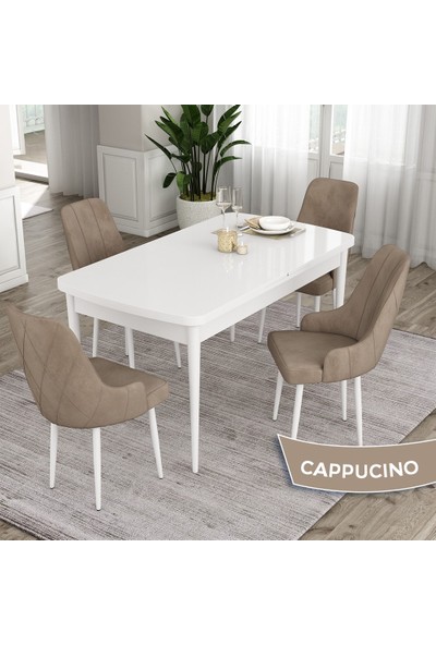 Canisa Concept Ram Serisi, 80 x 132 cm Açılabilir Masa Takımı, Beyaz Masa 4 Sandalye Canisa Concept Ram Serisi, 80 x 132 cm Açılabilir Masa Takımı, Beyaz Masa 4 Sandalye
