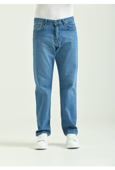 Erkek Bol Paça Baggy Jean Likrasız Koyu Mavi Normal Bel Kot Pantolon Erkek Bol Paça Baggy Jean Likrasız Koyu Mavi Normal Bel Kot Pantolon