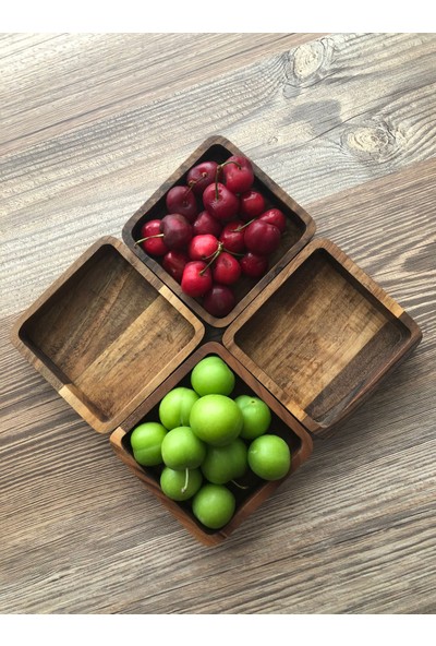 Moon's Furniture Doğal Ahşap Kare Çerezlik 4'lü Moon's Furniture Doğal Ahşap Kare Çerezlik 4'lü