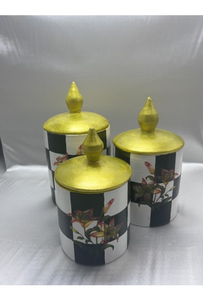 Nas Design 3lü Dama Detay Gold Baharatlık