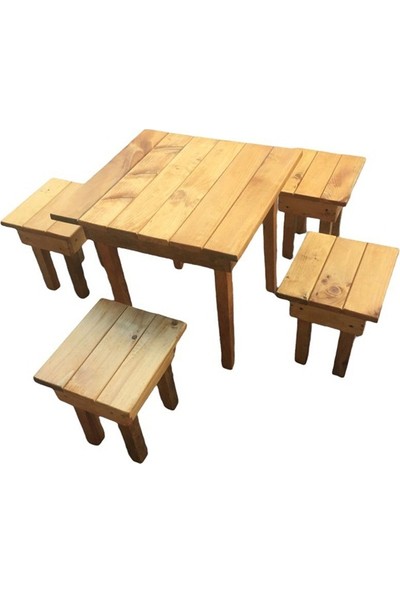 Bahat Ahşap Çam Ağacı Piknik Bahçe Cafe Kahve Masa Tabure Takım Bahat Ahşap Çam Ağacı Piknik Bahçe Cafe Kahve Masa Tabure Takım