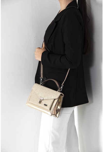 Silver Polo Altın - Çupra Altın Üç Bölmeli Kadın Çapraz Çanta SP1073