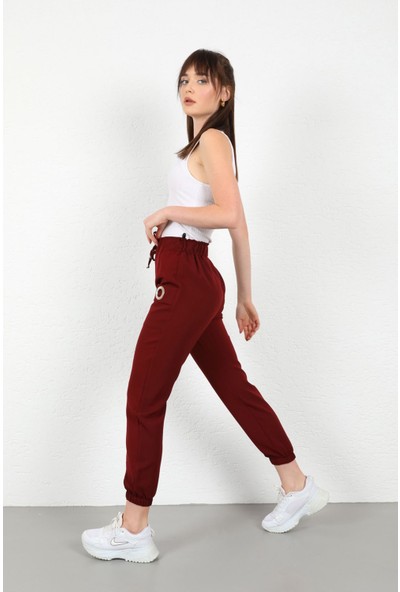 Cof Butik Atlas Kumaş Bilek Boy Beli Lastikli Jogger Kadın Pantolon Cof Butik Atlas Kumaş Bilek Boy Beli Lastikli Jogger Kadın Pantolon