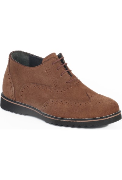 Wingtip Model +6/+8cm Boy Uzatan Gizli Topuklu Kahverengi Süet Erkek Ayakkabı Wingtip Model +6/+8cm Boy Uzatan Gizli Topuklu Kahverengi Süet Erkek Ayakkabı