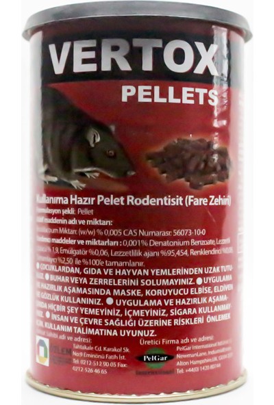 Vertox Pellets Fare Zehiri 100 G Vertox Pellets Fare Zehiri 100 G