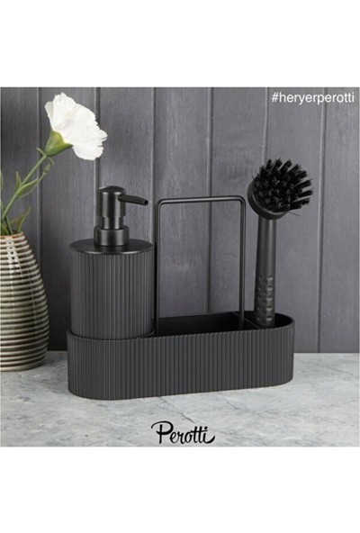 Perotti Mutfak ve Banyo Seti Sabunluk Black Edition Lisbone