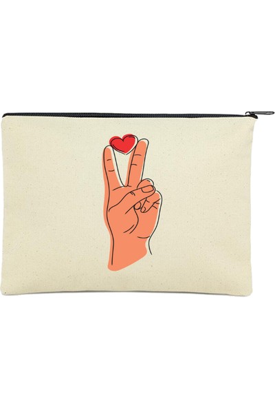 Cekuonline Aşk Kazanır Baskılı Clutch Canvas Günlük / Makyaj / El Çantası Cekuonline Aşk Kazanır Baskılı Clutch Canvas Günlük / Makyaj / El Çantası
