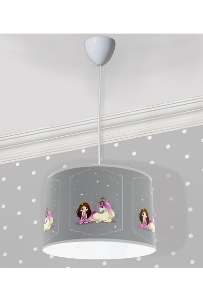 Bebişim Halı Prenses Kız ve Pony Çocuk Odası Sarkıt Avize