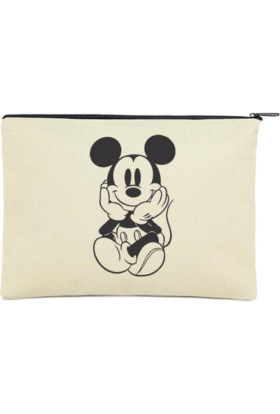 Cekuonline Mickey Baskılı Clutch Canvas Günlük / Makyaj / El Çantası Cekuonline Mickey Baskılı Clutch Canvas Günlük / Makyaj / El Çantası