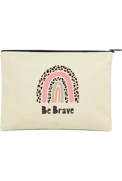 Cekuonline Be Brave Baskılı Clutch Canvas Günlük / Makyaj / El Çantası Cekuonline Be Brave Baskılı Clutch Canvas Günlük / Makyaj / El Çantası
