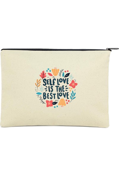 Cekuonline Self Love Baskılı Clutch Canvas Günlük / Makyaj / El Çantası Cekuonline Self Love Baskılı Clutch Canvas Günlük / Makyaj / El Çantası