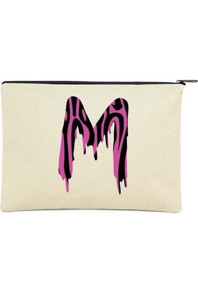 Cekuonline Pembe Leopar M Harfi Baskılı Clutch Canvas Günlük / Makyaj / El Çantası Cekuonline Pembe Leopar M Harfi Baskılı Clutch Canvas Günlük / Makyaj / El Çantası