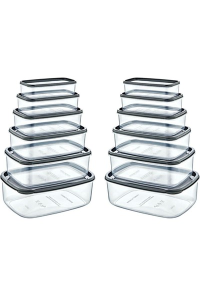 12'li Set Dikdörtgen Sweet Saklama Kabı Seti Şeffaf
