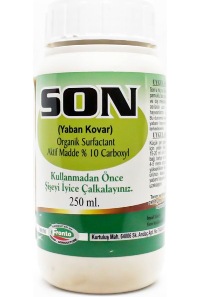 Son Yaban Kovar - Domuz,kuş,tilki,porsuk,akrep Kaçırıcı 250 ml Son Yaban Kovar - Domuz,kuş,tilki,porsuk,akrep Kaçırıcı 250 ml