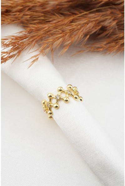 Kadın Özel Tasarım Ayarlanabilir Numarasız Zirkon Taşlı Yüzük