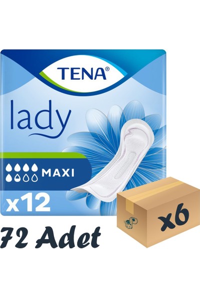 Tena Lady Maxi, Kadın Mesane Pedi, Idrar Kaçırma Pedi 5.5 Damla 12’li 6 Paket 72 Ader Tena Lady Maxi, Kadın Mesane Pedi, Idrar Kaçırma Pedi 5.5 Damla 12’li 6 Paket 72 Ader
