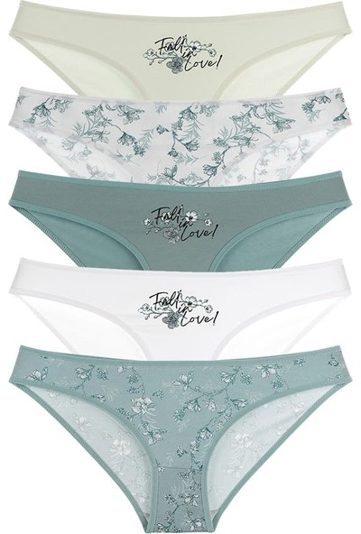 Donella 5'li Renkli Baskılı Kadın Külot - 21711233B