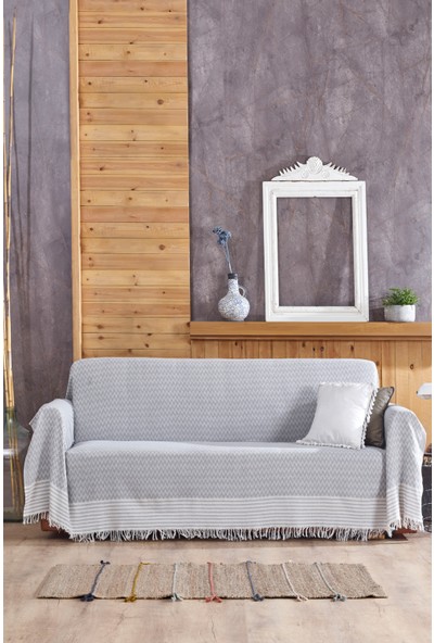 Zigzag Desenli 3m Çekyat Kollarını Örten Battal Boy Koltuk Örtüsü 170 x 300
