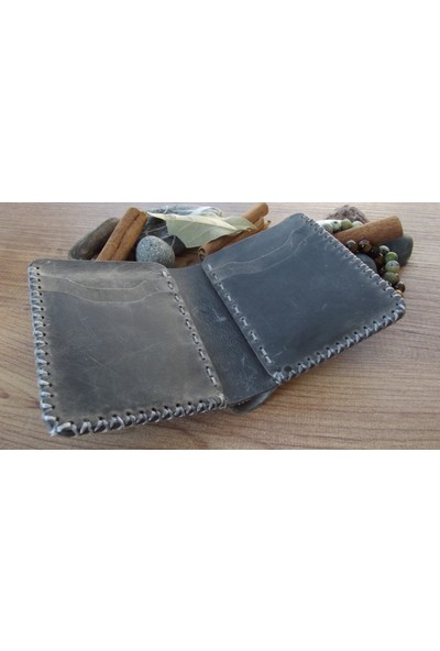 Jupiter Stor-E Haki Deri Minimalist Tasarım Dıştan Dikişli Elde Üretim Cüzdan