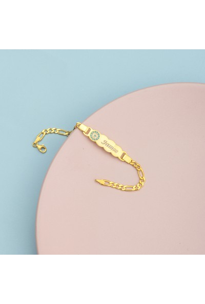 925 Ayar Gümüş Kişiye Özel Nazar Boncuklu Çocuk Bilekliği