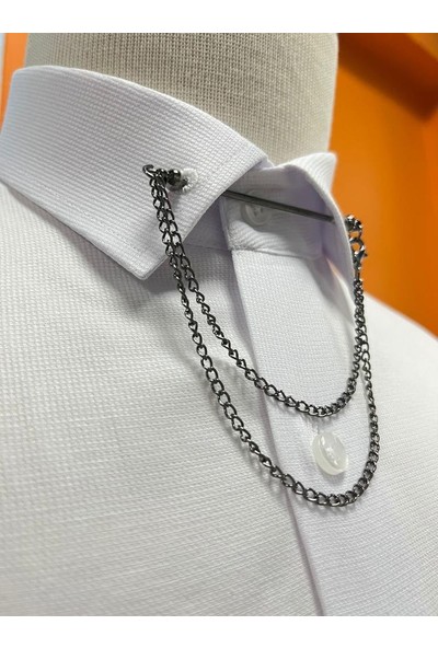 Silver Zincir Detay Yaka Iğnesi 01